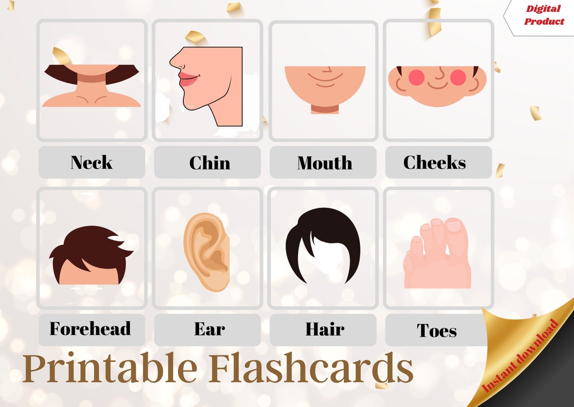 BODY PARTS - 32 Printable Flashcards Body Parts Nomenclature Montessori ...