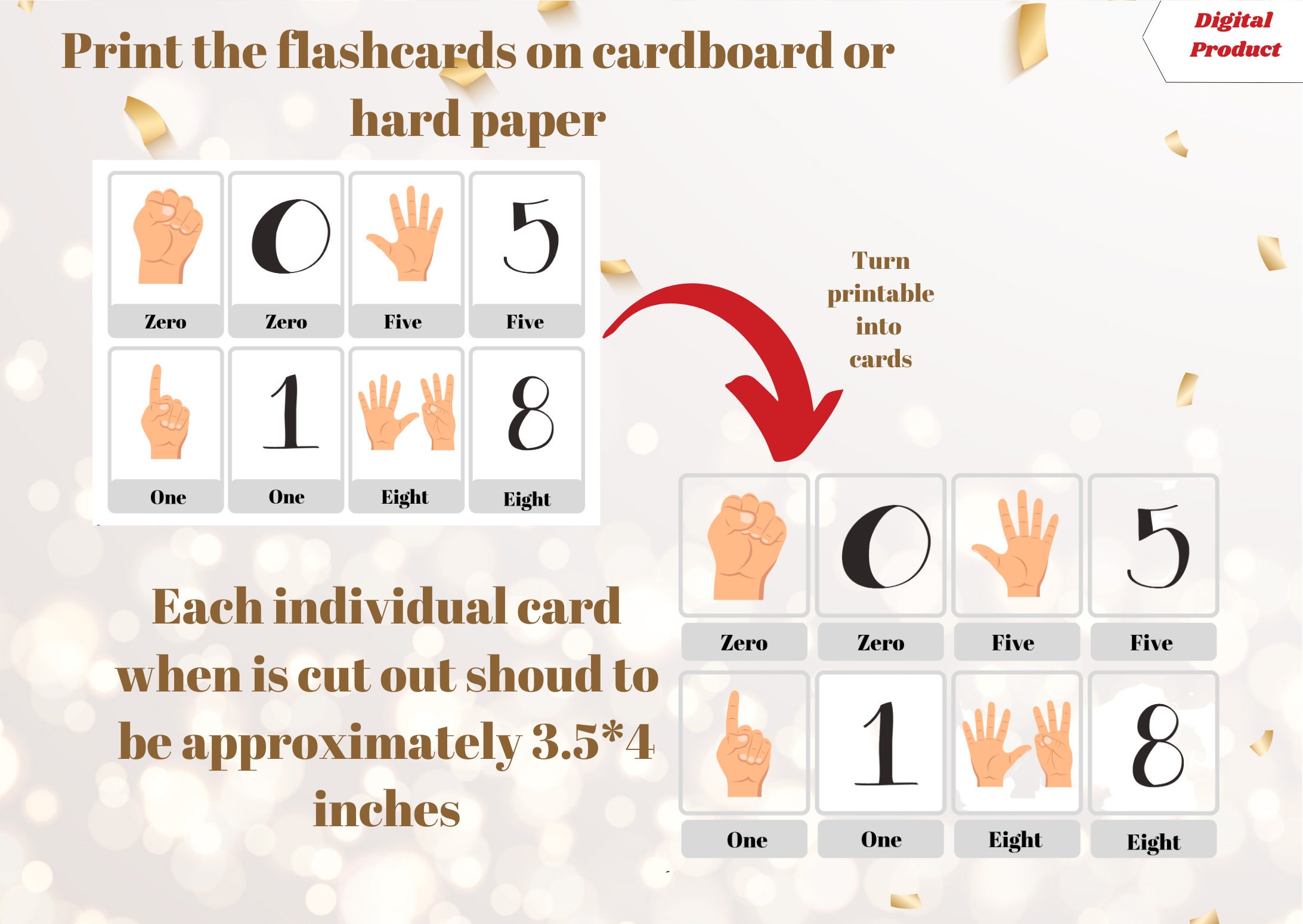 FINGERS COUNTING - 22 Printable Flashcards Numbers Nomenclature ...