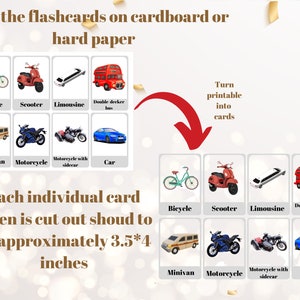 VEHICLES FLASHCARDS - 40 Printable Flashcards - Vehicles Nomenclature ...