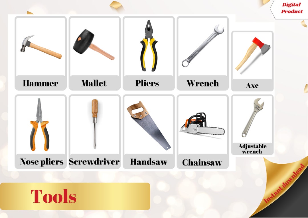 TOOLS FLASHCARDS - 48 Printable Flashcards Tools Nomenclature ...
