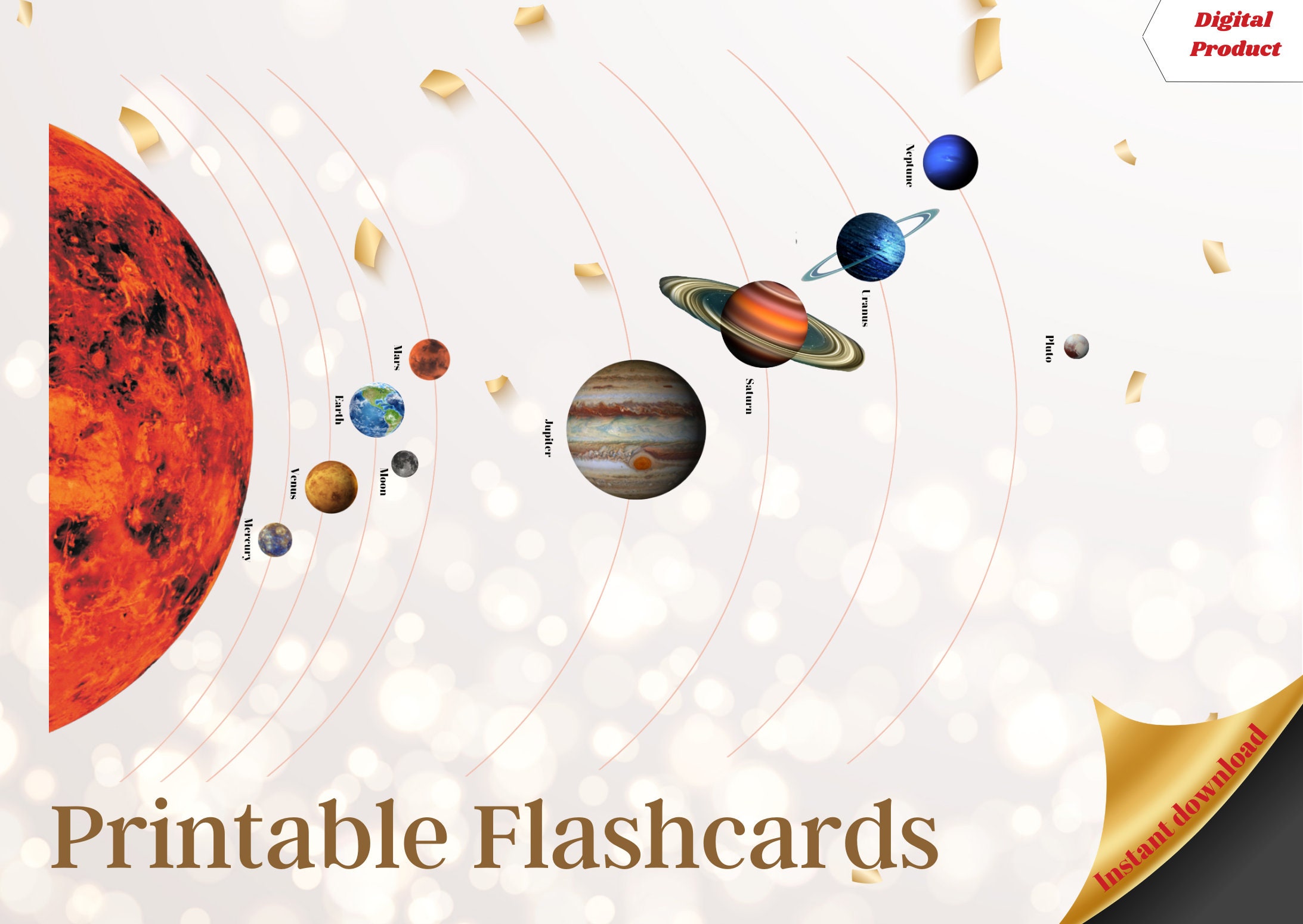 SOLAR SYSTEM - 25 Printable Flashcards Solar System Nomenclature ...