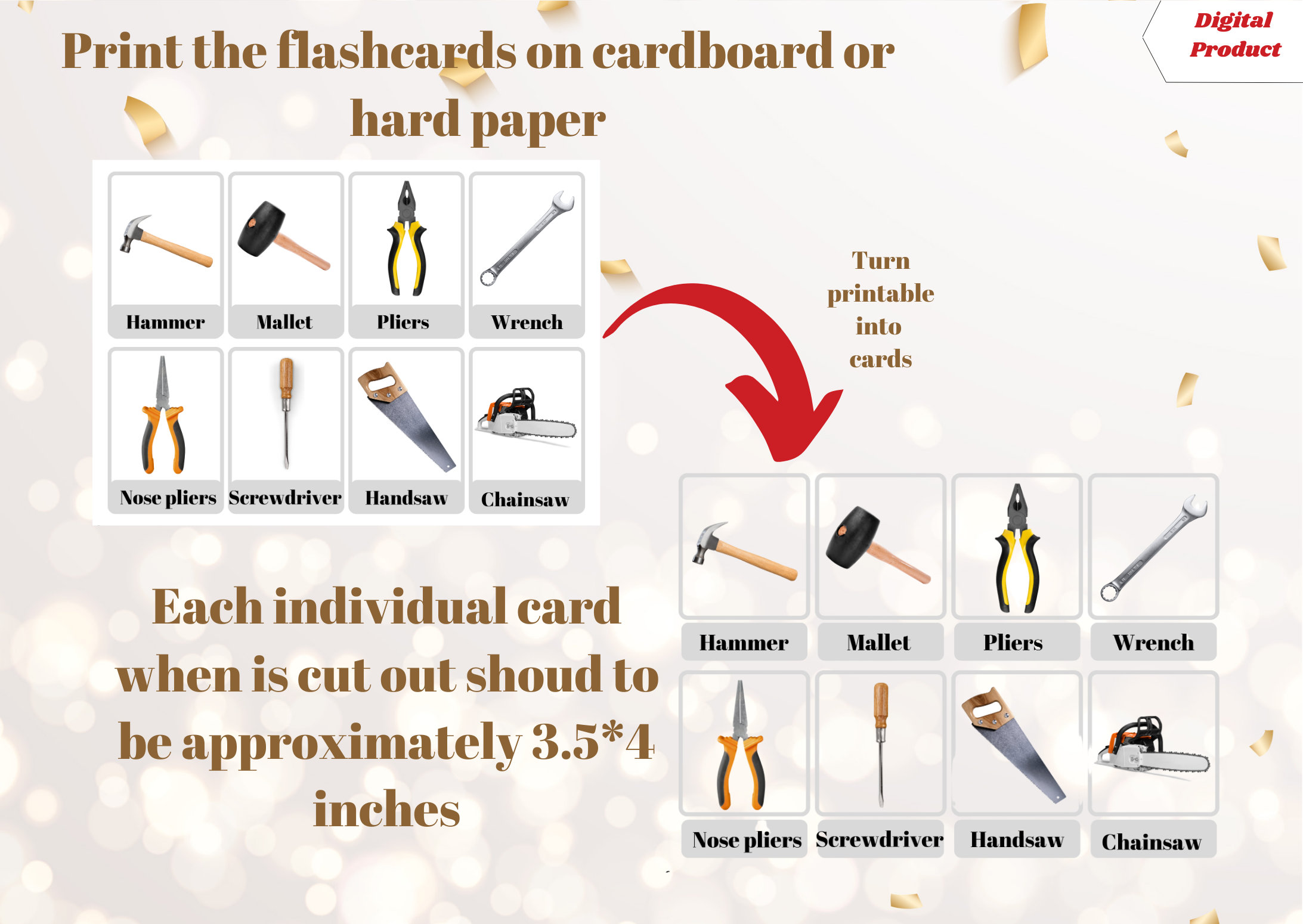 TOOLS FLASHCARDS - 48 Printable Flashcards Tools Nomenclature ...