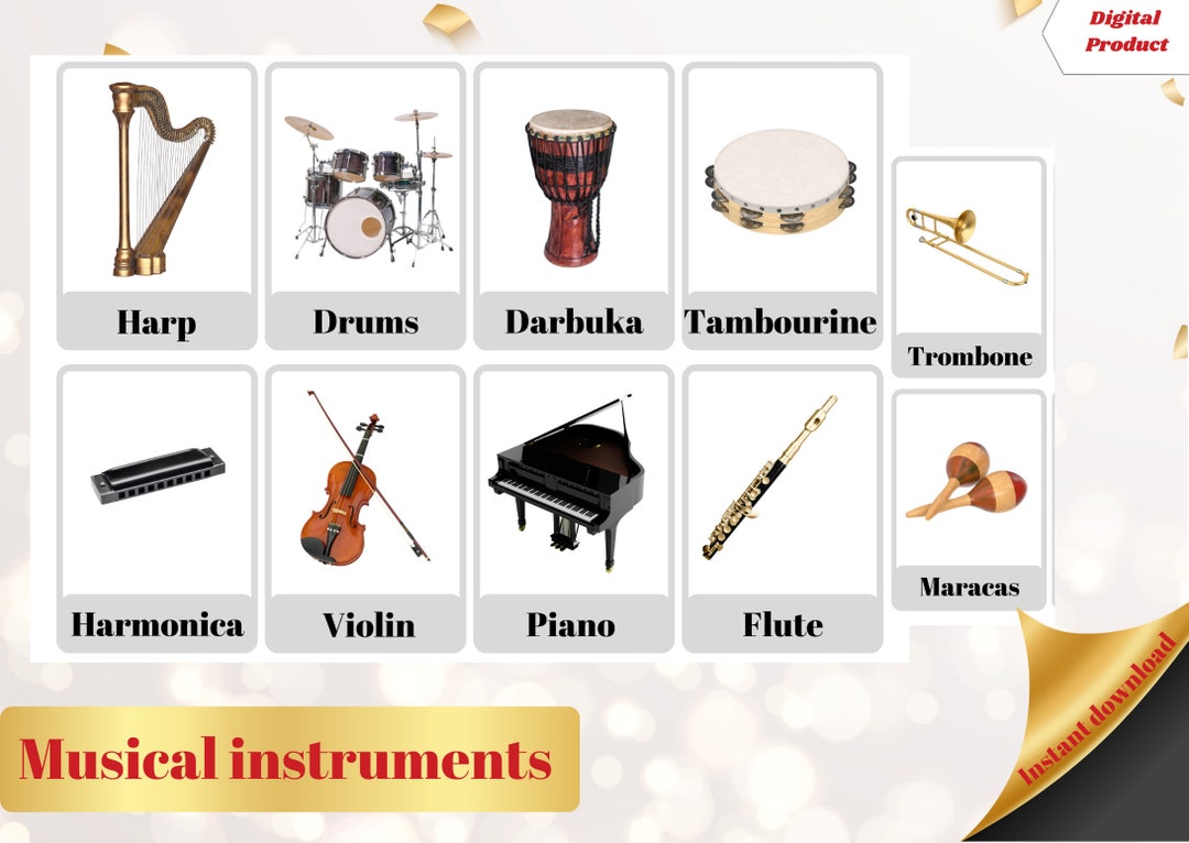 INSTRUMENTS FLASHCARDS - 40 Printable Flashcards Instruments ...