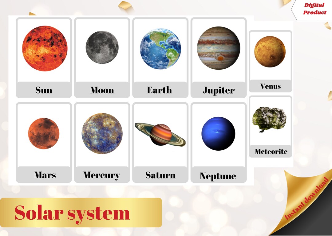 SOLAR SYSTEM - 25 Printable Flashcards Solar System Nomenclature ...