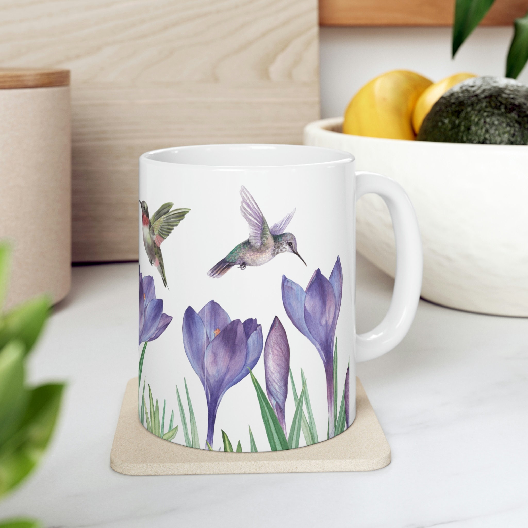Hummingbirds and Flowers Ceramic Mug 11oz Mug for Her Gift for Mom ...