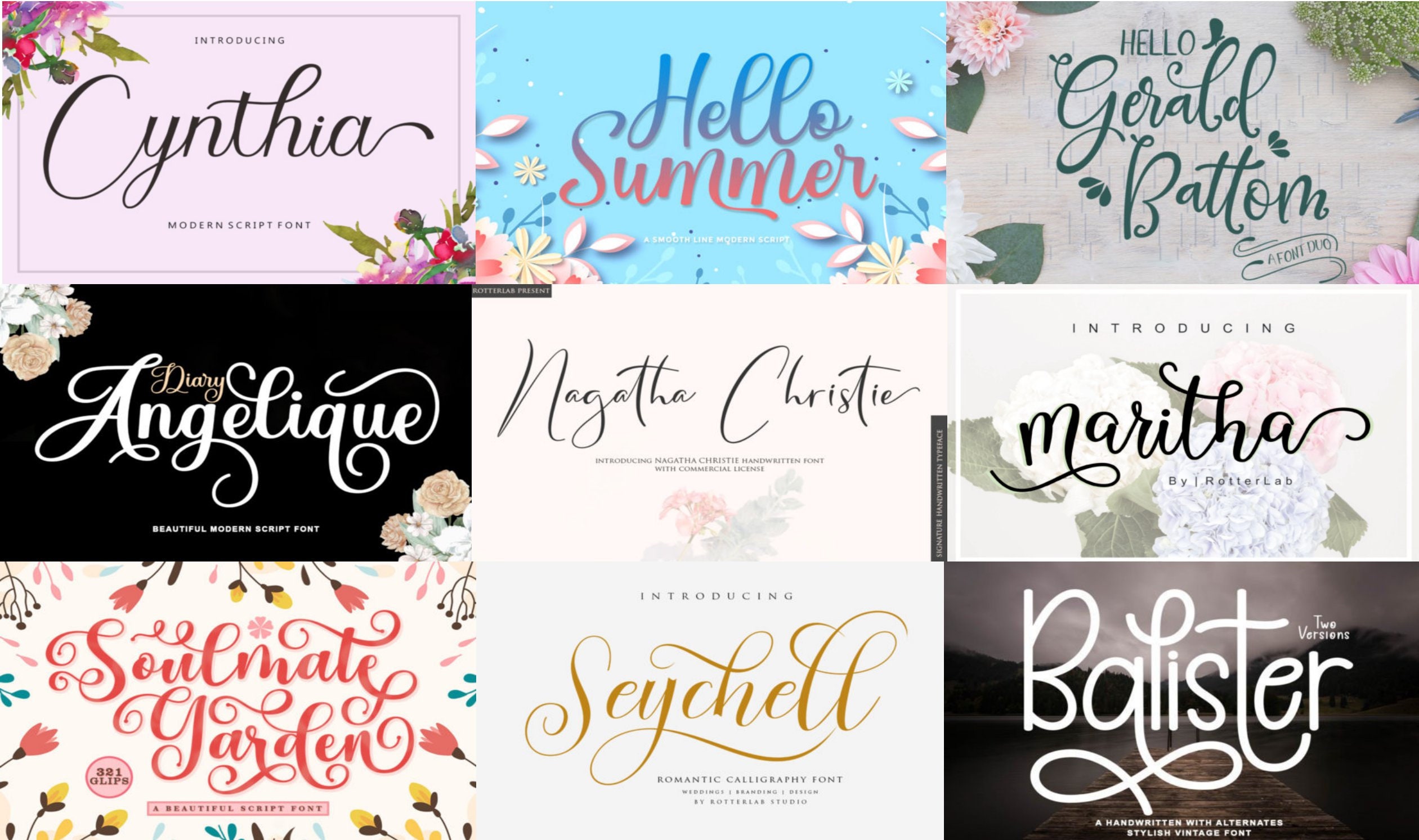 Romantic Collection Font Bundle Cricut, Canva Font, Script Font, Fonts ...