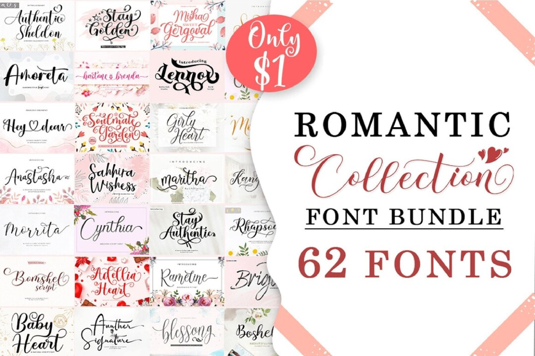 Romantic Collection Font Bundle Cricut, Canva Font, Script Font, Fonts ...
