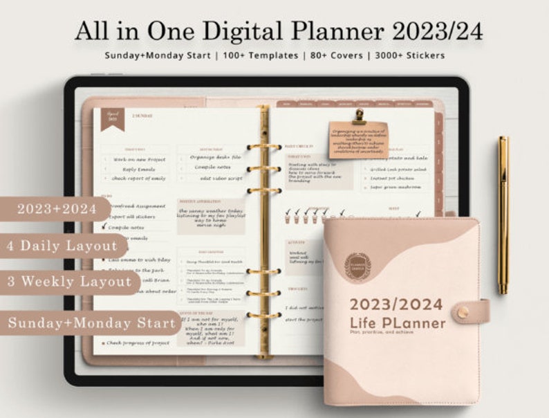 Digital Life Planner for 2023-2024 Agenda, ADHD, Organization, Journal ...
