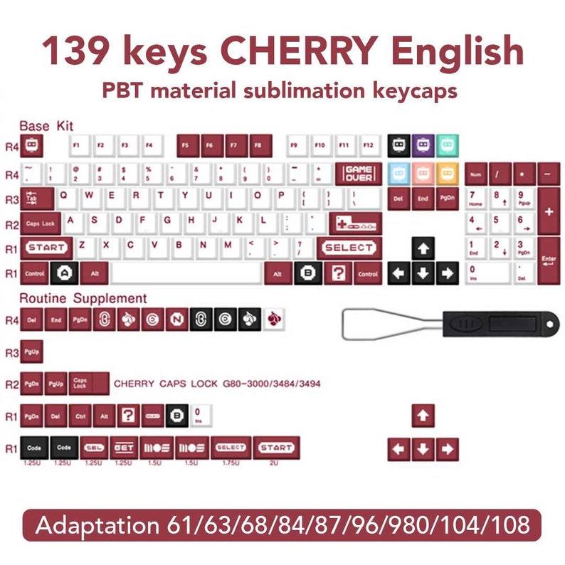 Low Profile Keycaps Retro Keycaps Cherry MX Keycap Set With 134 Keys MX ...