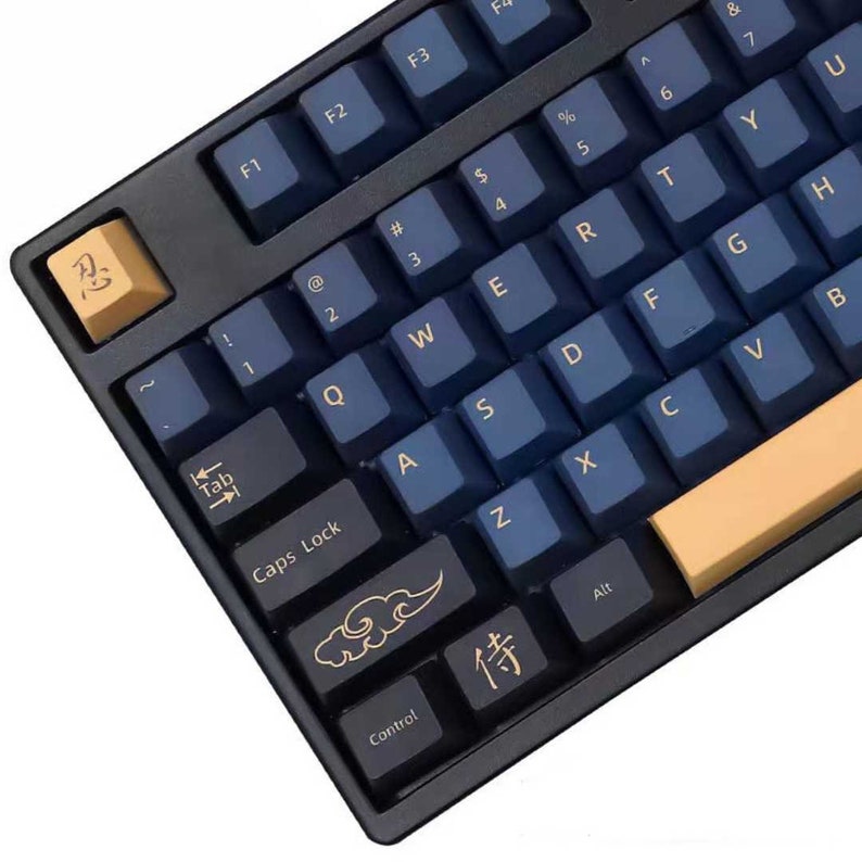 Low Profile Keycaps Blue Samurai Keycaps Cherry MX Keycap Set With 134 ...