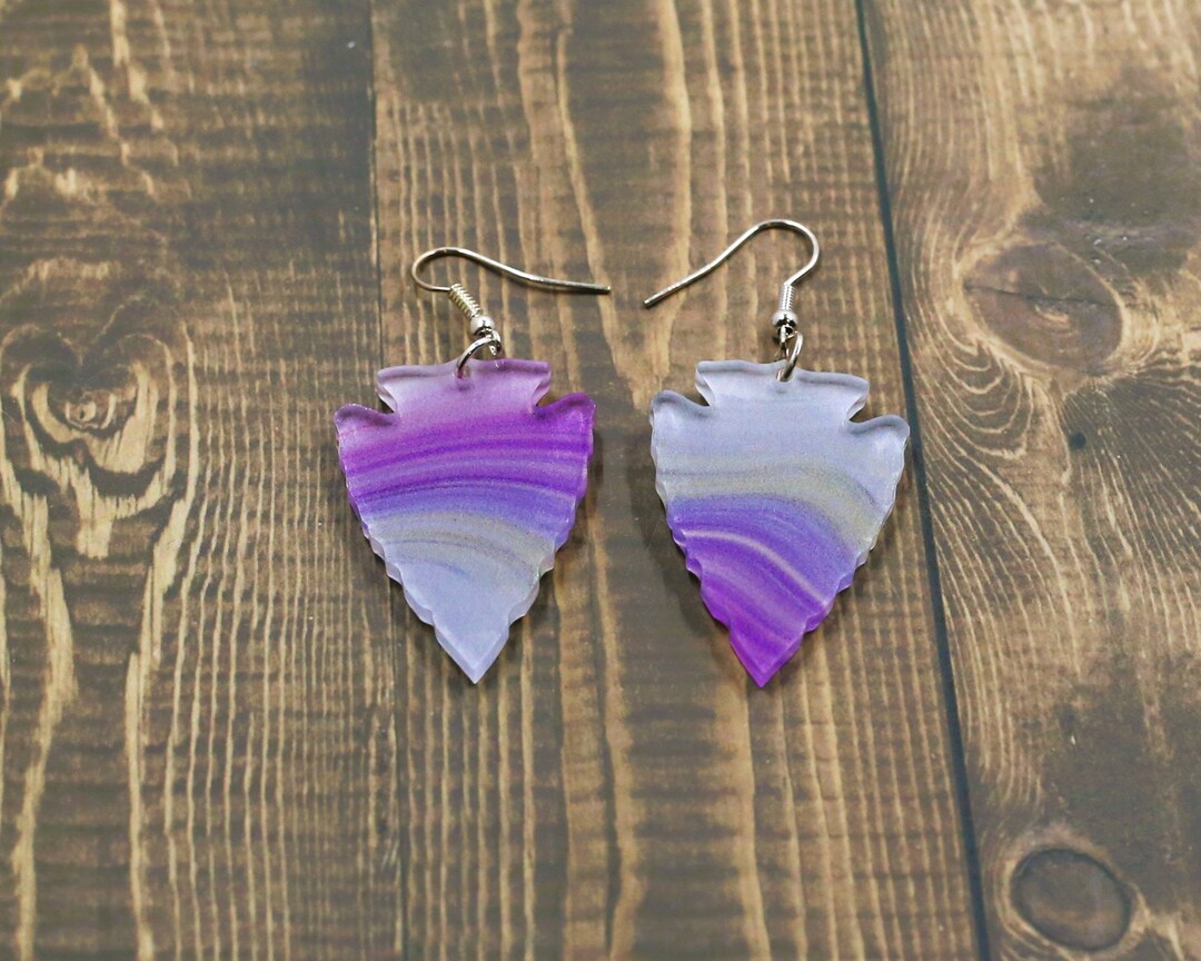 Arrowhead 14// Printed Acrylic Arrowhead Earring. - Etsy