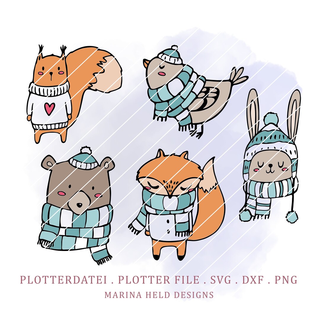 Plotter File 5 Designs Animals Winter Friends - Etsy