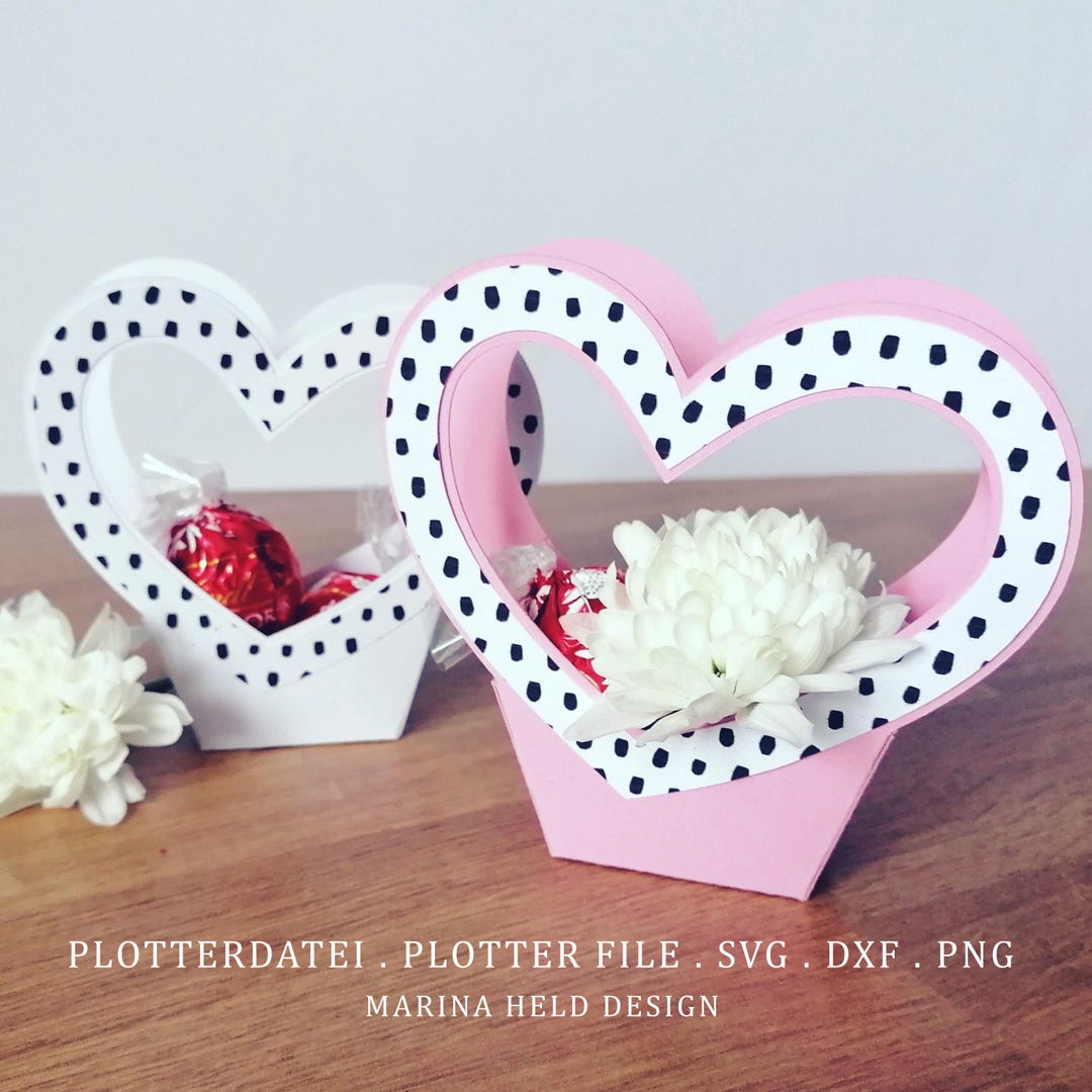 Plotter File Heart Basket With Digipaper - Etsy