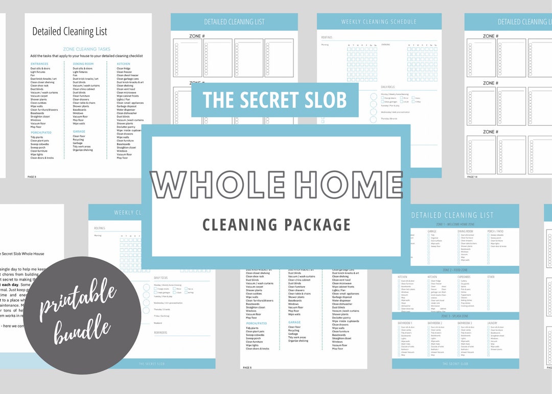 The Secret Slob: Whole House Cleaning Printable Package - Etsy