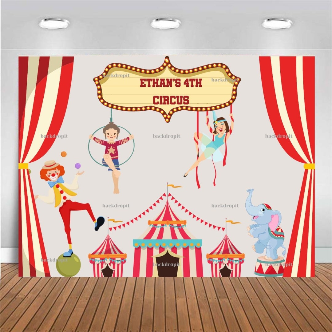 Customized Birthday Backdrop - Circus, Personalized Banner, Themed ...