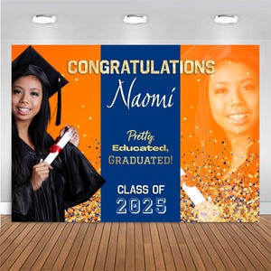 Customized Graduation Backdrop - Blue and Orange Theme Graduation ...