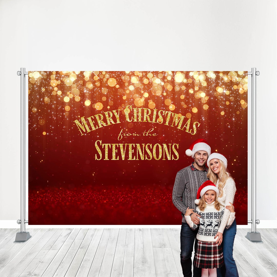Customized Christmas Backdrop - Personalized Christmas Banner, Red and ...