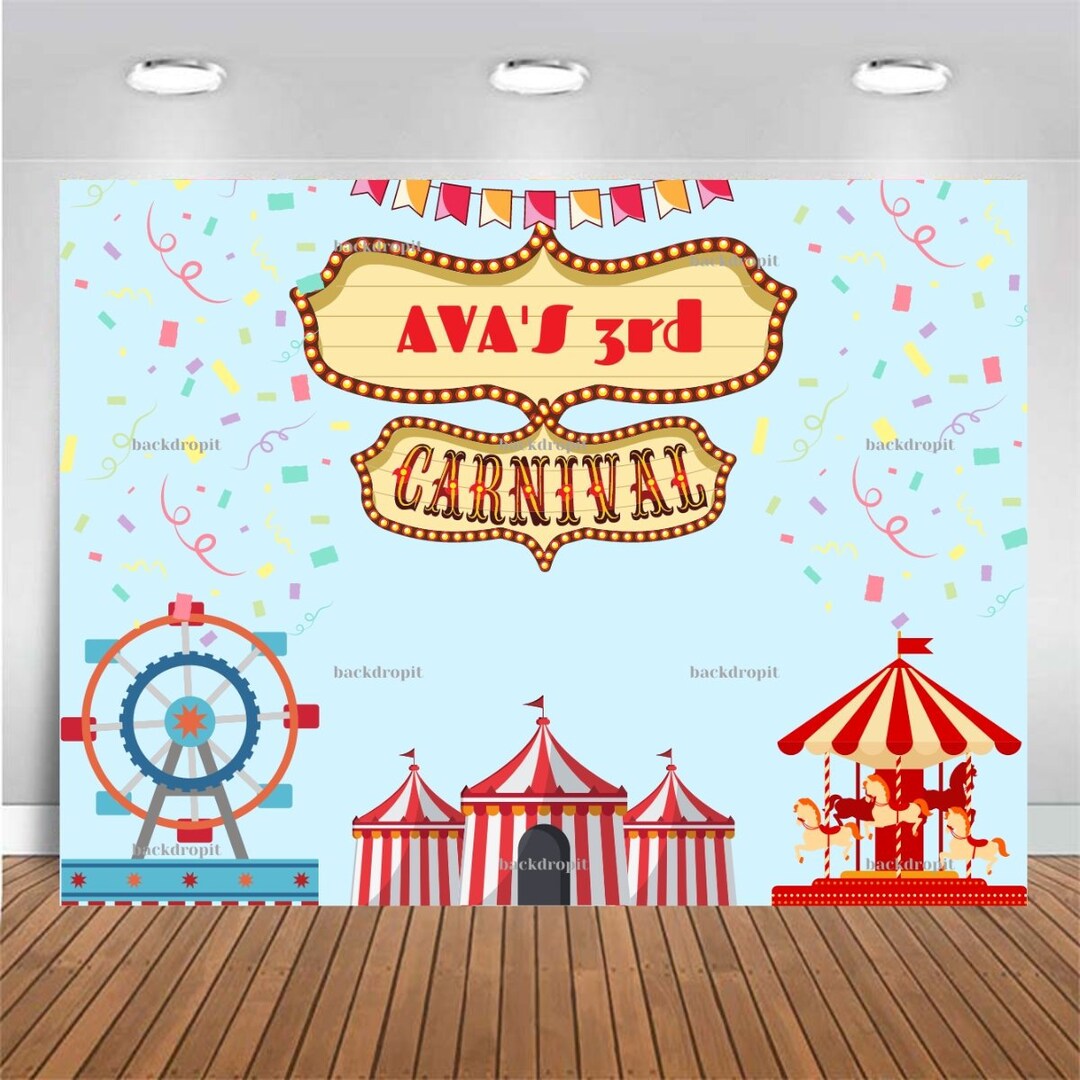 Customized Birthday Backdrop - Carnival, Personalized Banner, Themed ...
