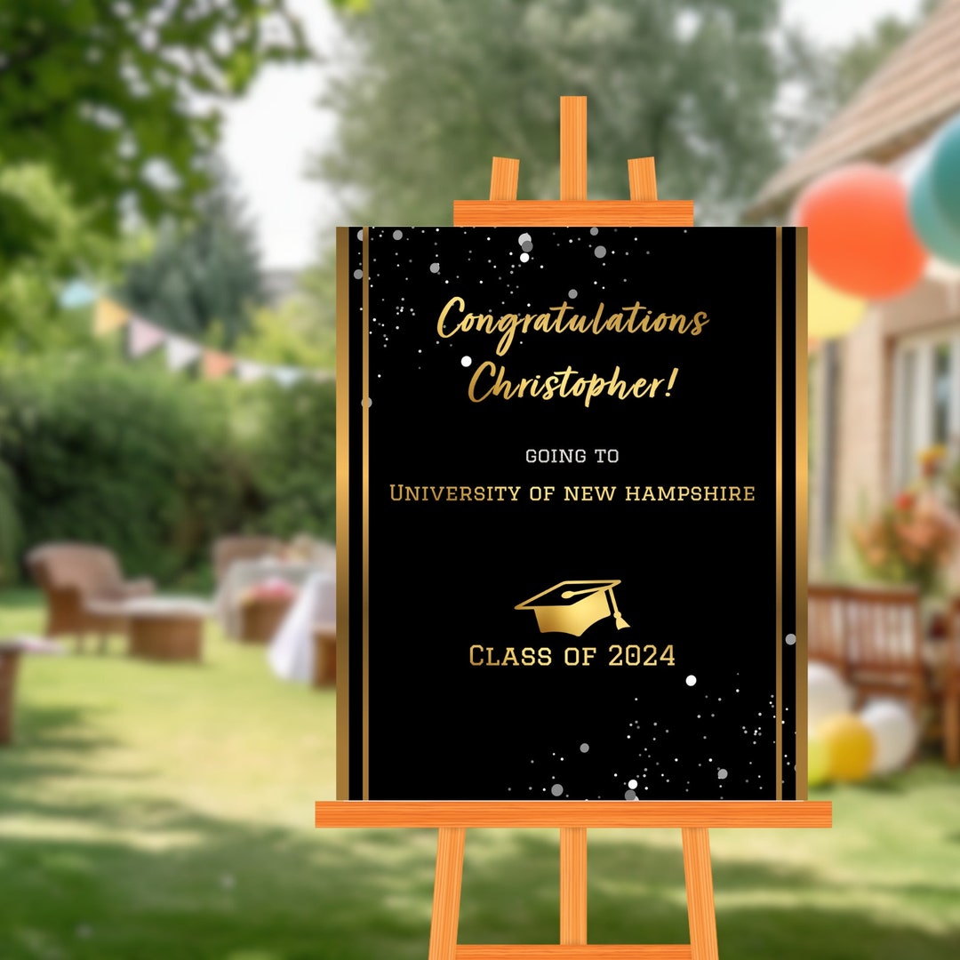 Custom Welcome Sign - Graduation Black and Gold Theme, Welcome Poster ...