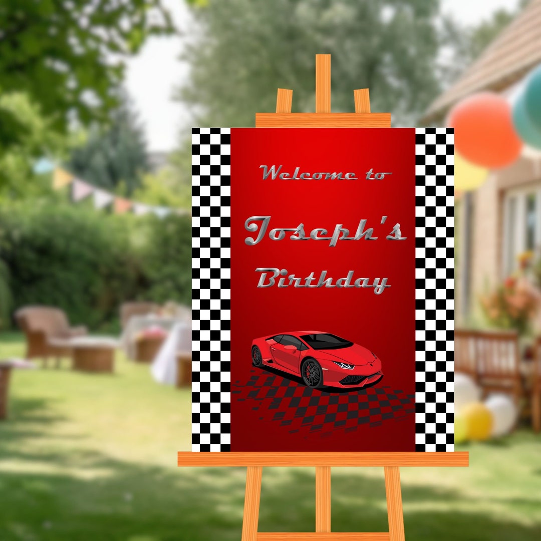 Custom Welcome Sign - Race Car Theme, Welcome Poster Board ...