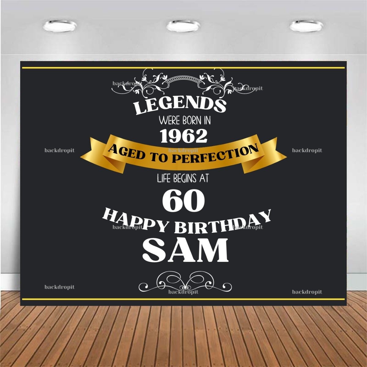 Customized Birthday Backdrop - Aged to Perfection, Personalized Banner ...