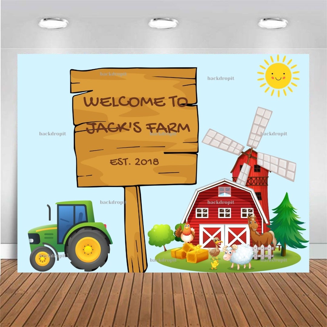 Customized Birthday Backdrop - Farm, Personalized Banner, Themed Party ...