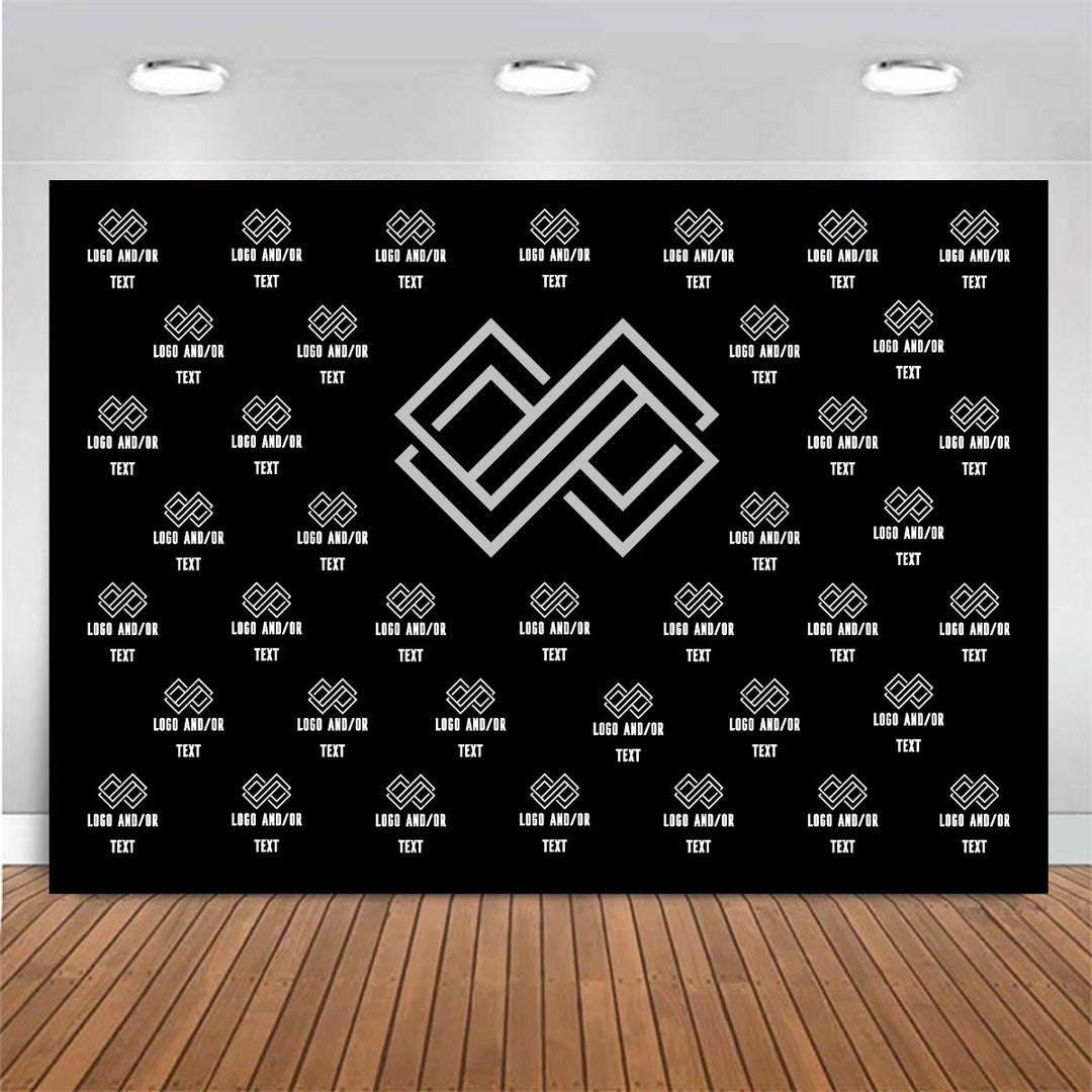 Step and Repeat Backdrop - Two Logos, Dark Background Dense, Event ...