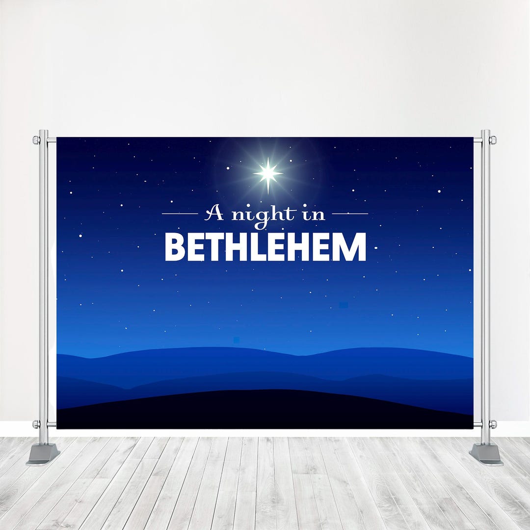 Customized Christmas Backdrop - Church Event Banner, Blue Christmas ...