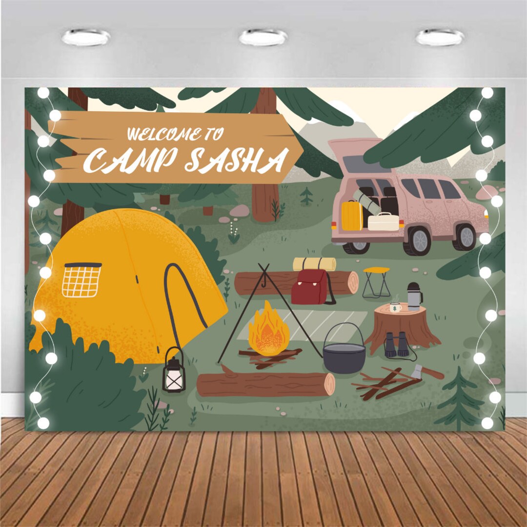 Customized Birthday Backdrop - Camping, Hiking, Adventure, Backcountry ...