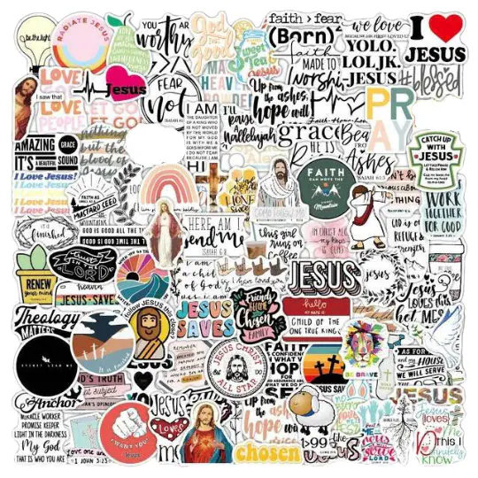 100pcs Christian Faith Sticker Set Inspirational Jesus Stickers Bundle ...