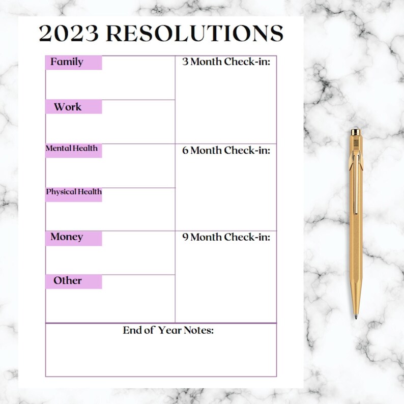 2023 Resolution Template - Etsy