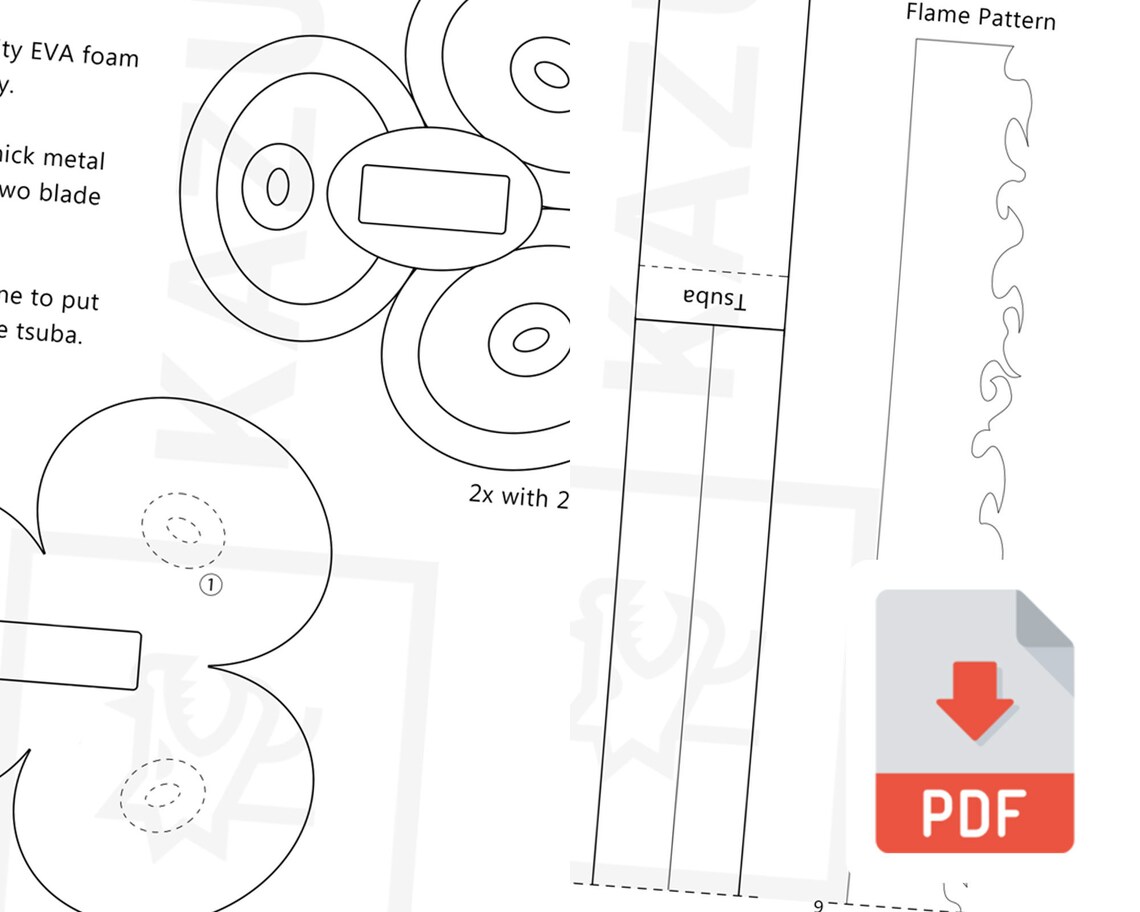Cosplay Pattern Zoro // Enma Katana Pattern // Digital Pattern Download ...