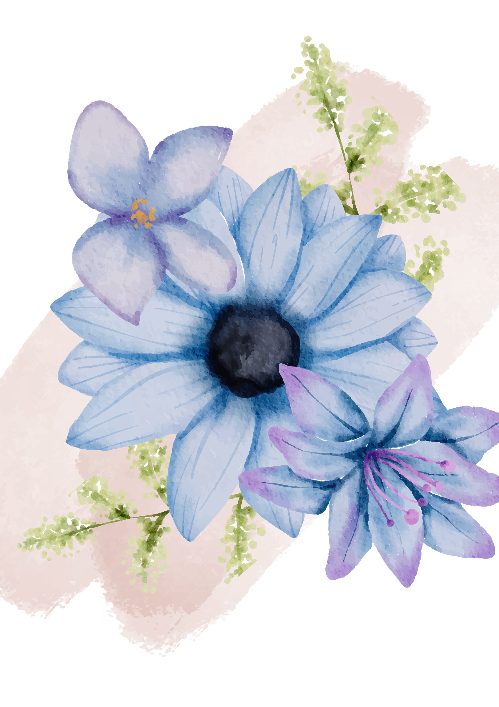 Blue Floral Printable - Etsy