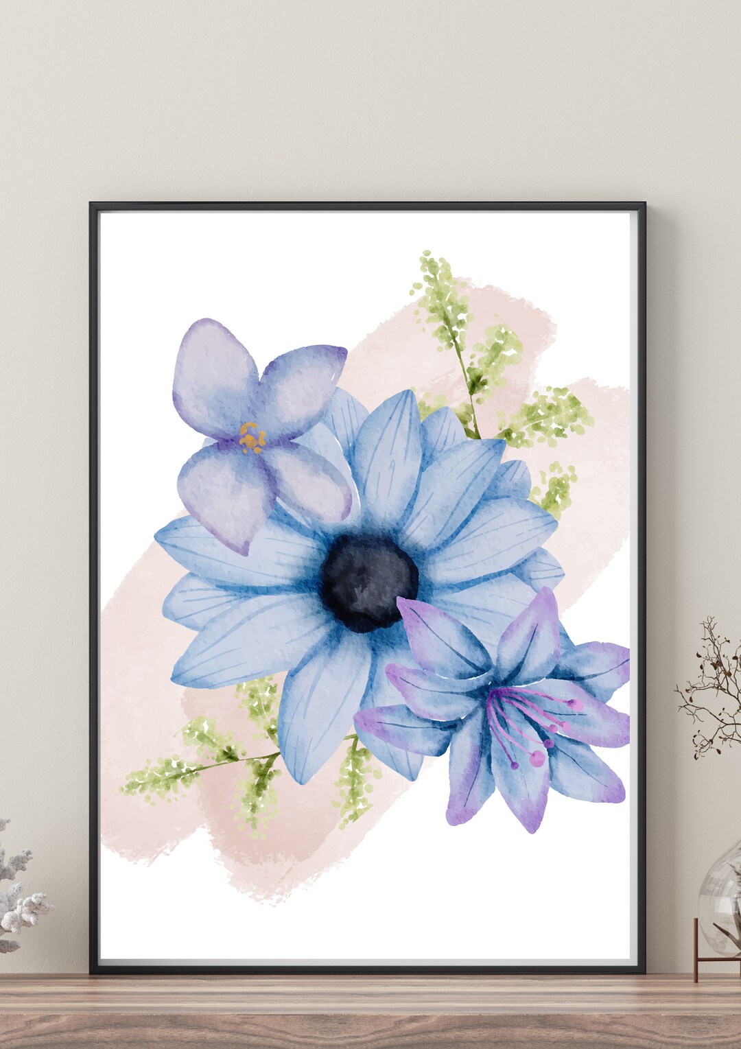 Blue Floral Printable - Etsy