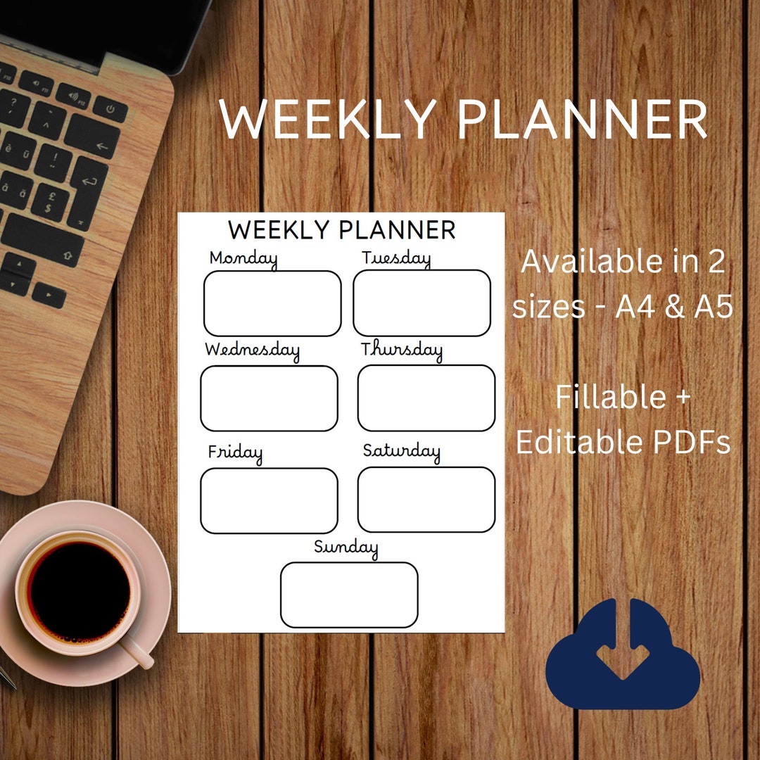 Weekly Planner Printable to Do List, Minimal Weekly Planner, Weekly ...