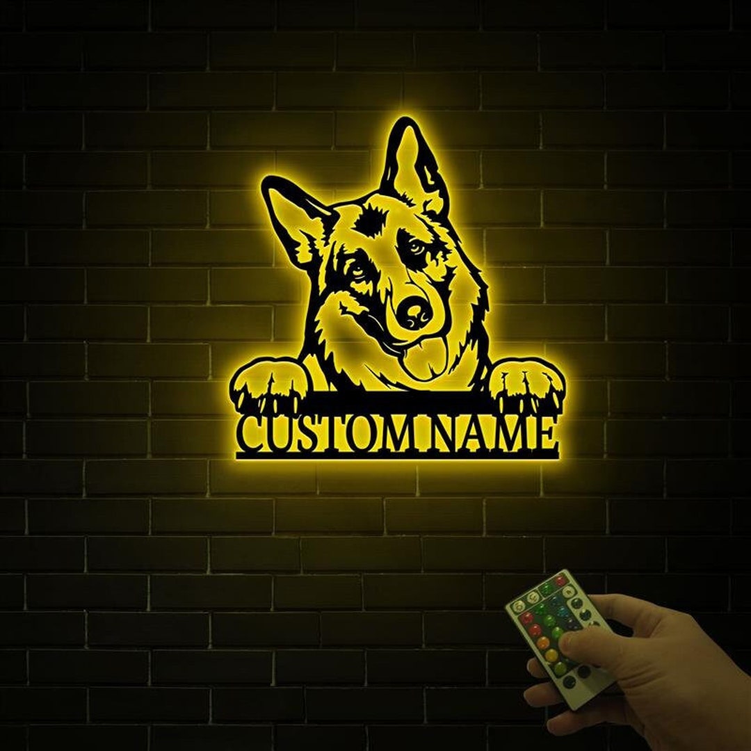 Custom German Shepherd Peeking Dog Metal Wall Art LED Lights - Etsy