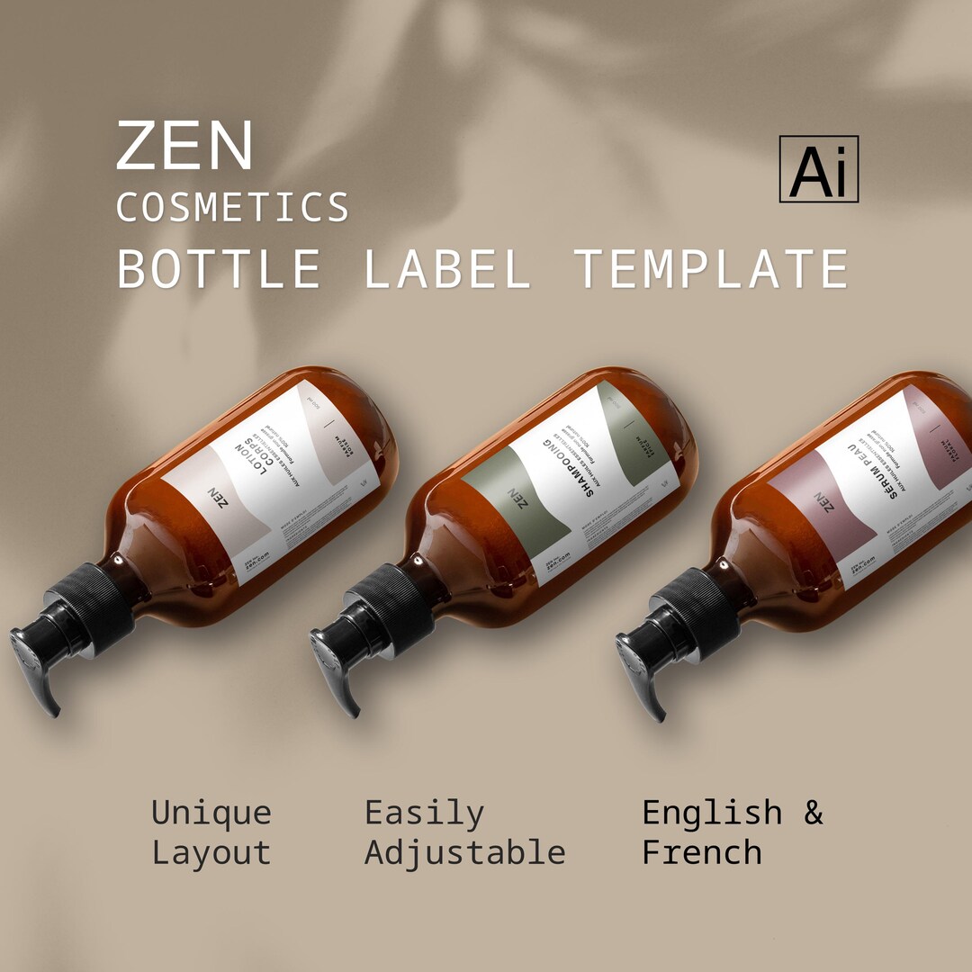 Cosmetic Bottle Label Template - Zen - Etsy