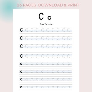 26 Upper & Lowercase Alphabet Letter Tracing Printable Worksheets ...