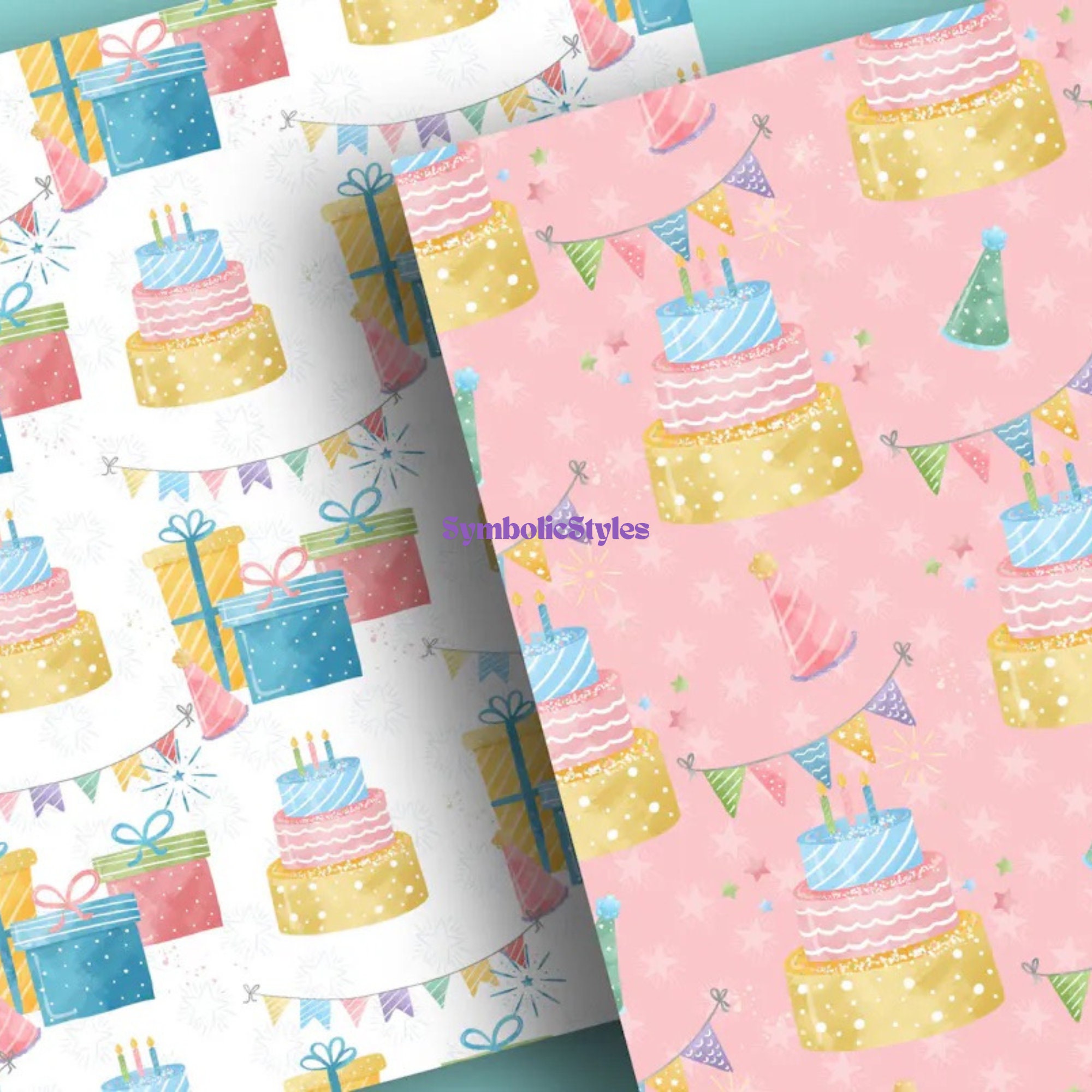 Happy Birthday, Digital Paper Pack, Watercolor Birthday Digital, Party ...