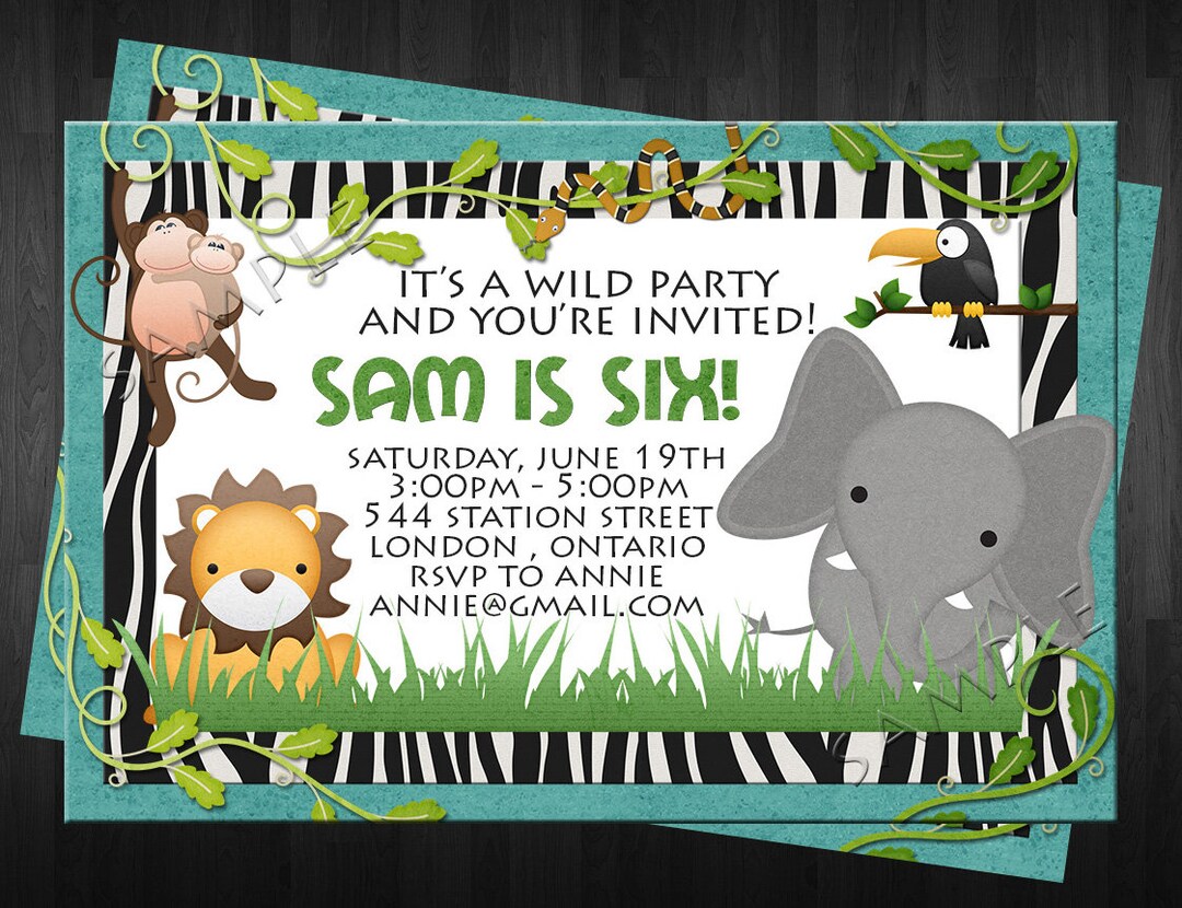 Safari Party Birthday Invitation Birthday Invite Digital File Edited ...