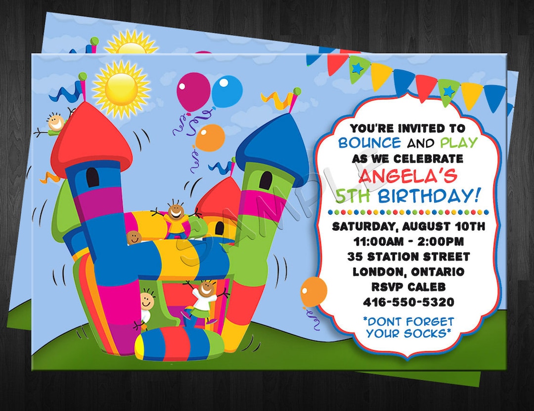 Bouncy Castle Birthday Invitation Digital File Edited for You Print ...