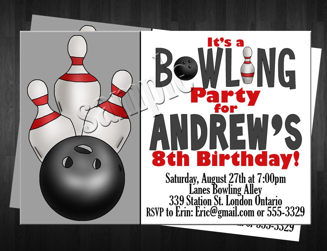Bowling Birthday Invitation Digital File Edited for You Print/send ...