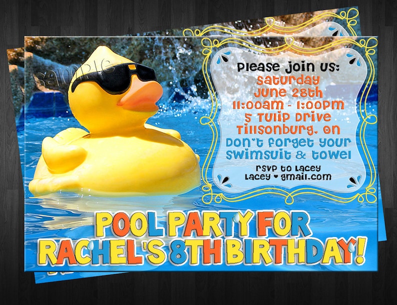 Pool Party Birthday Invitation Birthday Invite Digital File Edited for ...