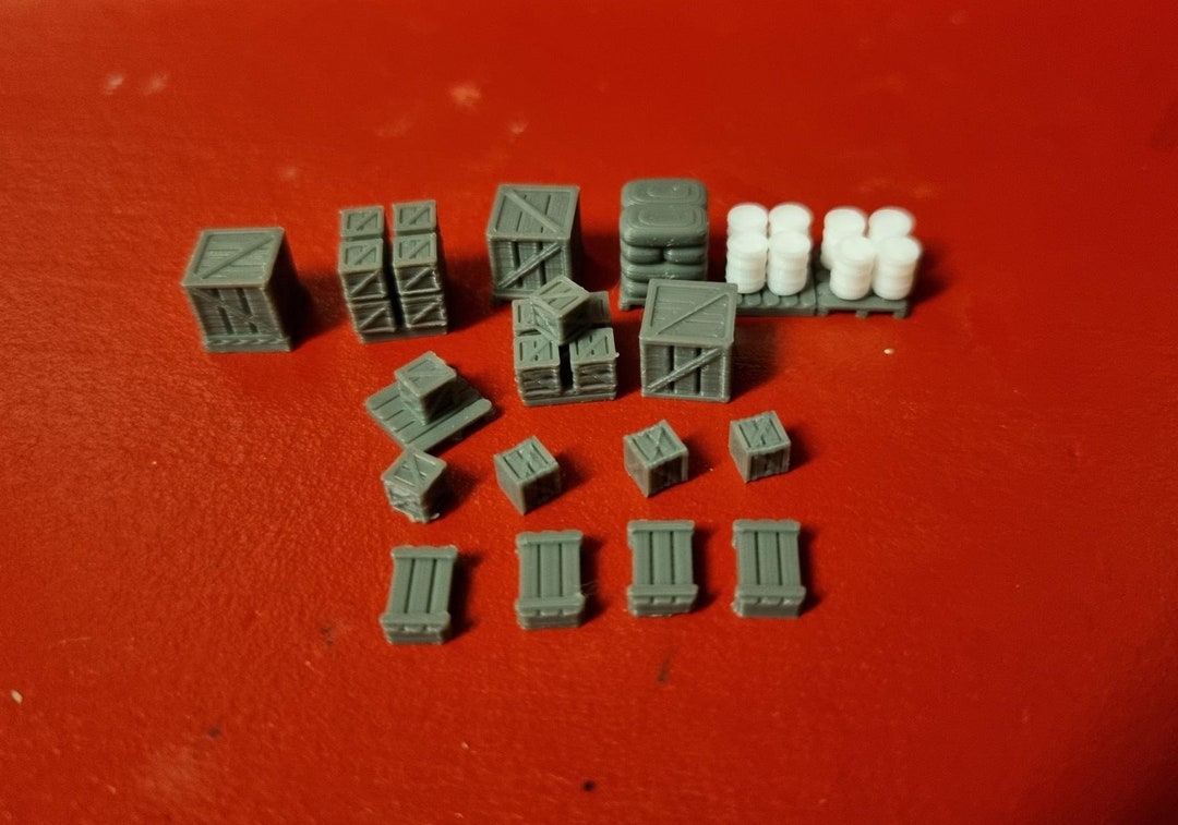 Model Railway N Gauge, 1:160 Scale Crates Pallets Barrels and Sacks ...