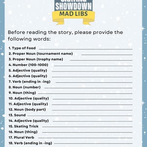 Get Active Mad Libs - the Epic Skating Showdown (2/5) - Etsy
