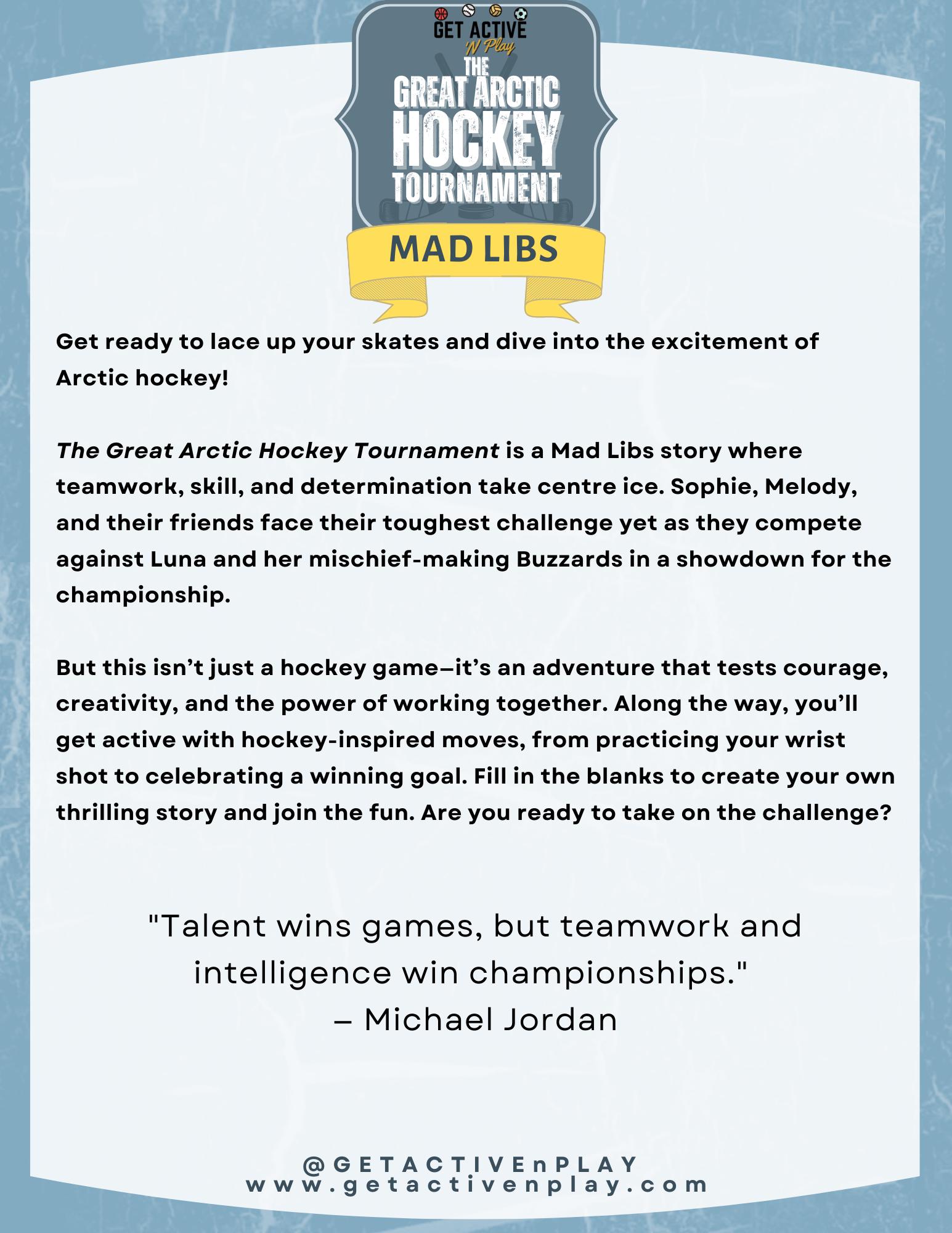 Get Active Mad Libs - the Great Arctic Hockey Tournament (3/5) - Etsy