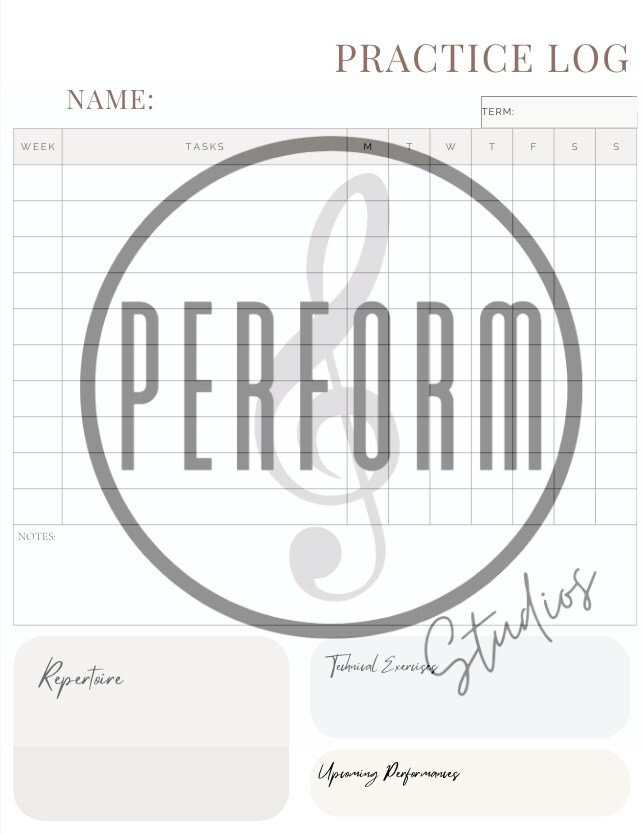 Music Practice Log Printable | Music Assignment | Piano Voice Guitar ...
