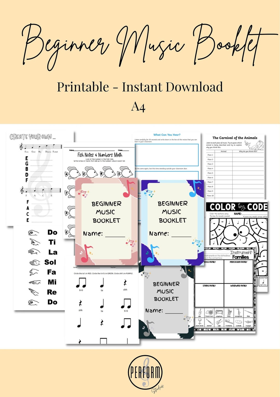 Beginner Music Work Booklet - Etsy
