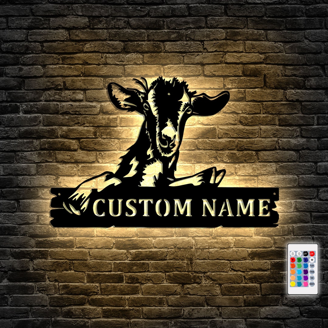 Custom Goat Metal Sign With LED Light Personalized Goat Metal - Etsy