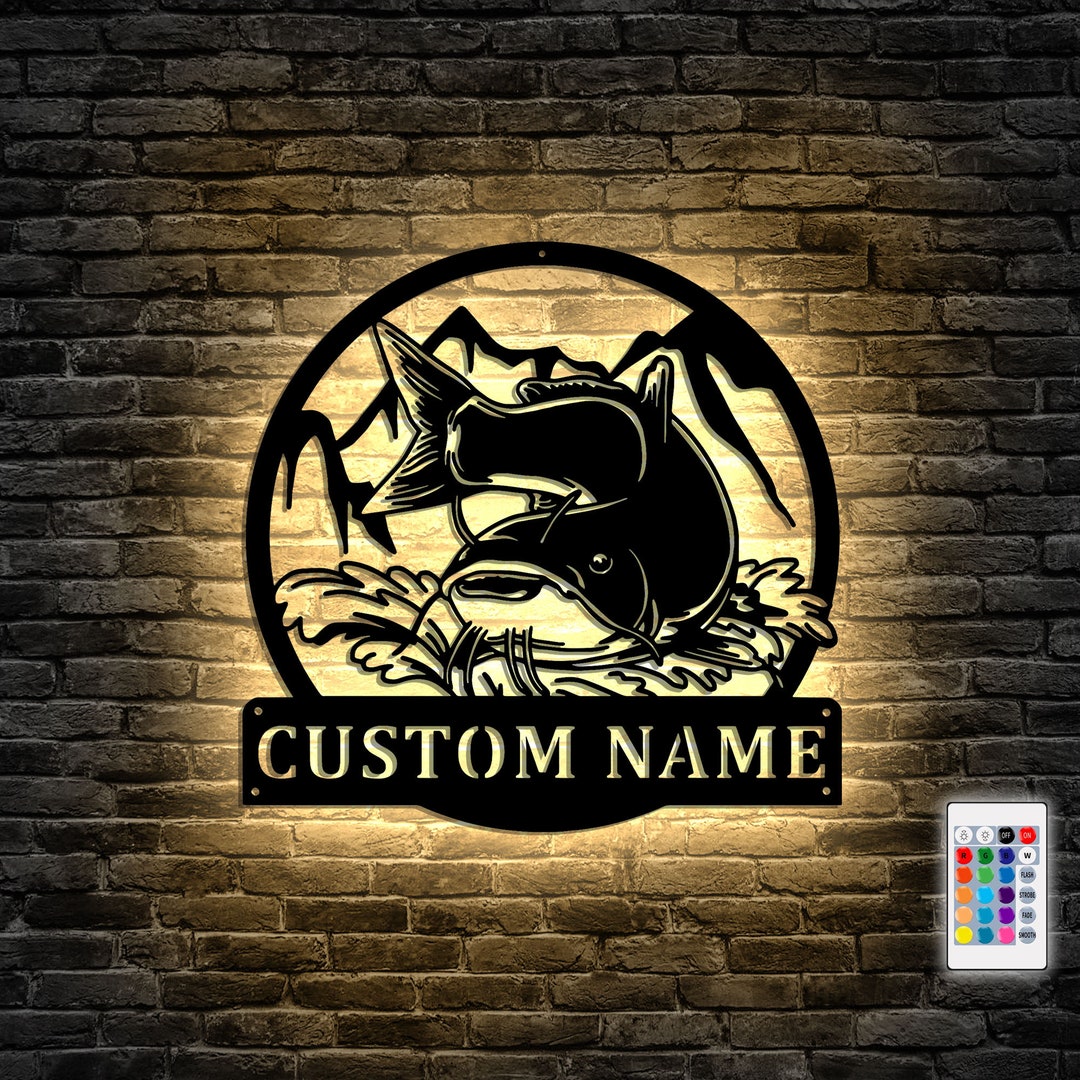Custom Catfish Metal Sign With LED Light Personalized Catfish - Etsy